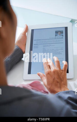 Reading Resume And Recruitment Application At Job Interview Stock Photo ...