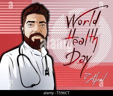 Male doctor on doctor day in July logo illustration Stock Vector Image ...