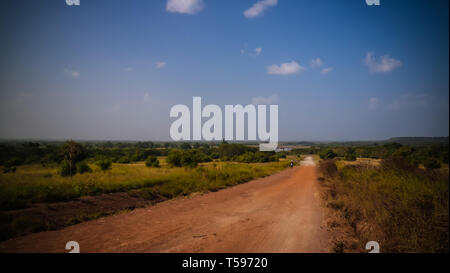 Landscape panorama view to Oti river, tributary of Volta river , and ...
