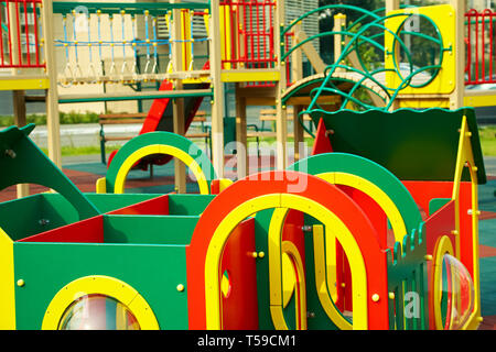 colorful playground for children with various elements to play Stock ...