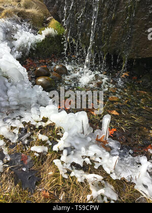 Waterfall spring thaw with ice shapes, 2017 Stock Photo - Alamy