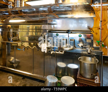 A maple syrup production plant in Nova Scotia, Canada. The factory ...