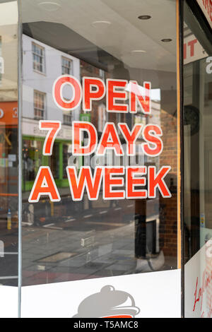 open 7 days shop sign Stock Photo - Alamy