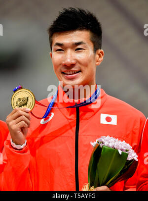 Doha, Qatar. 22nd Apr, 2019. Yousef Karam of Kuwait celebrates after ...