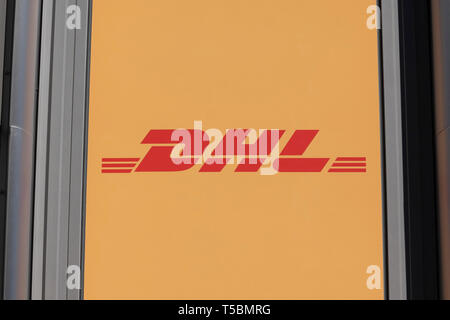 Sign with logos, Deutsche Post and Postbank Stock Photo - Alamy