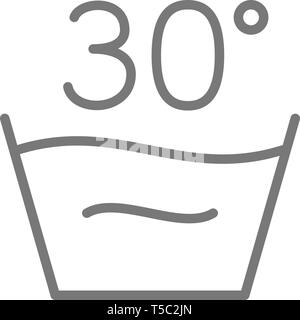 Wash at 30 degree icon. Water temperature 30C. Wash temperature 30 ...