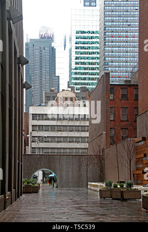 Glass Waterfall Tunnel at the McGraw-Hill Park in Midtown Manhattan ...