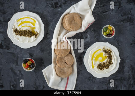 labneh (labaneh) middle eastern soft white goat's milk cheese with ...