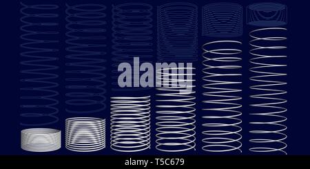 Set with springs 3D. Silhouettes of springs. Animation sequence of ...