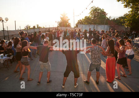 A panegyri, or village festival of traditional music and folk dancing ...