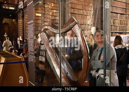 Ireland, Dublin, the Trinity College harp also called Brian Boru harp ...