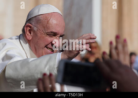 Holy See, Vatican. 24th Apr, 2019. POPE FRANCIS during his wednesday ...