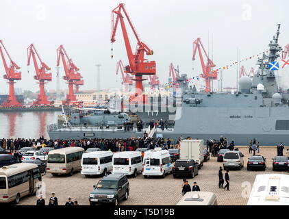 Chinese tourists visit the Qingdao Naval Museum, the only military ...