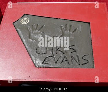 Chris Evans' Handprints at the handprint ceremony for Marvel Studios ...