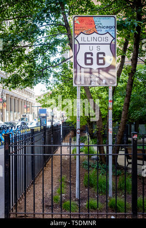 Iconic Route 66 starting sign in Downtown Chicago Stock Photo - Alamy