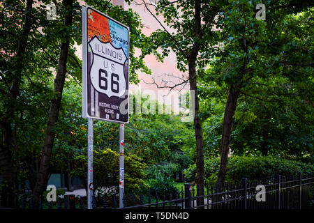 Iconic Route 66 starting sign in Downtown Chicago Stock Photo - Alamy