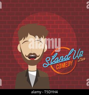 stand up comedy cartoon theme vector art illustration Stock Vector ...