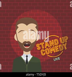 stand up comedy cartoon theme vector art illustration Stock Vector ...