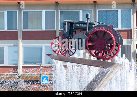 Italy, Lombardy, Treviglio, Monument to the Cassani Tractor 40 Stock ...