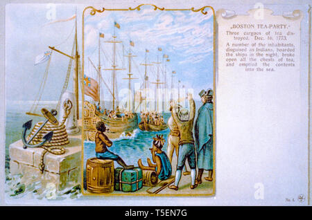 Boston tea party, 16th December 1773,The destruction of tea at Boston ...