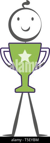 Cartoon vector stickman two man playing a game of chess; one winning ...