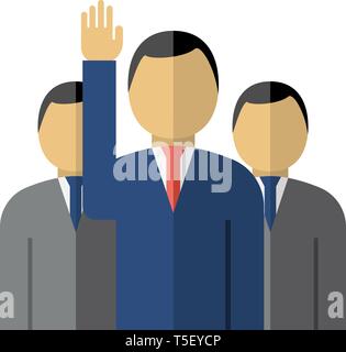 Voting Man With Men Behind Icon. Editable Bold Outline With Color Fill ...