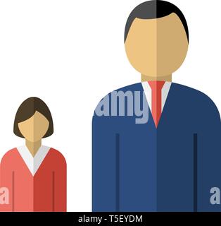 Man Boss With Subordinate Lady Icon. Square Shadow Reflection Design ...