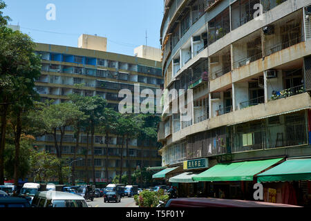 An iconic, circular apartment building at the center of the Guomao ...