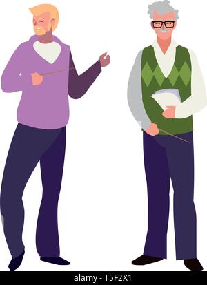 couple of men avatars characters vector illustration design Stock ...