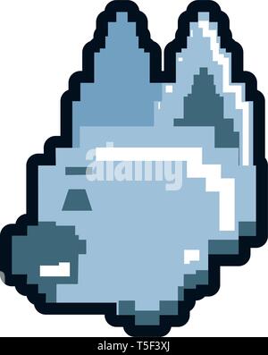video game pixelated robotic dog with skateboard vector illustration ...
