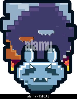 video game pixelated robotic dog with skateboard vector illustration ...