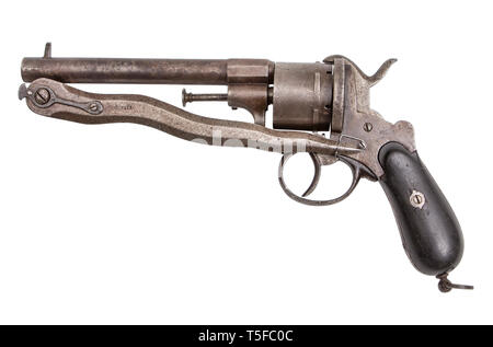 French pinfire revolver with folding bayounet, 19th century Stock Photo ...