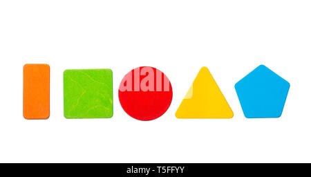 Colorful wooden toy blocks in geometric shapes. Colorful texture with ...