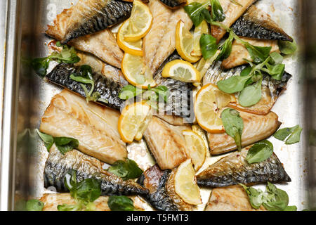 Grilled Mackerel Fish Fillets Served at Tray Stock Photo - Alamy