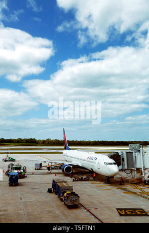 Delta airlines airplane at runway day time in international airport ...