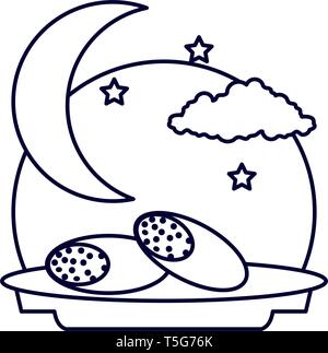 ramadan kareeem bread food at night vector illustration design Stock ...