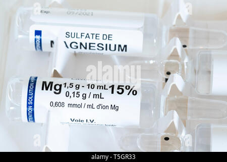 Close-up of Magnesium Sulfate vial for Injection or Infusion Stock ...