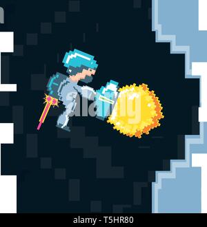 video game avatar with fire balls pixelated vector illustration design ...