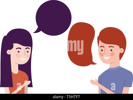 couple with speech bubble avatar character Stock Vector Image & Art - Alamy