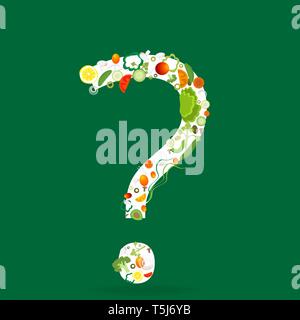 question mark with vegetables pattern for web and print decoration ...