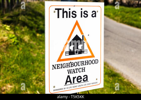 Neighbourhood Watch Area warning sign on a residential road in a town ...