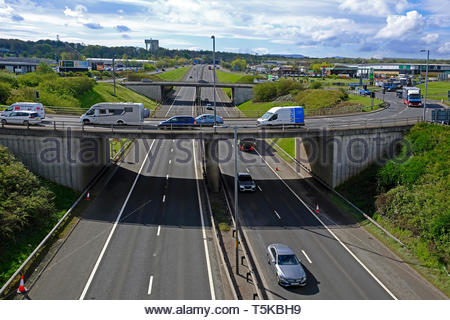 M9 Motorway junction 1 intersection and underpass at the Newbridge ...