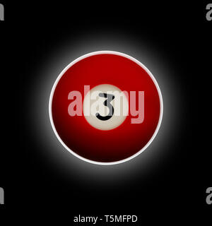 Red pool ball number 3 on the pool table Stock Photo - Alamy