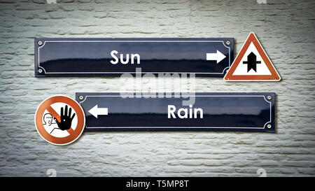 Street Sign Sun versus Rain Stock Photo - Alamy
