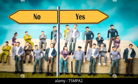 Street Sign to Yes versus No Stock Photo - Alamy