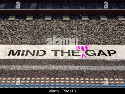 Pay gap, Mind the pay gap graffiti in pink, Gender pay equality concept ...