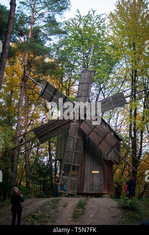 Beautiful old windmill in autumn time. Landscape photo with ...