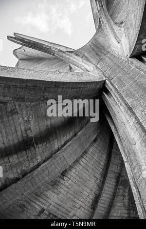 Croatia, Jasenovac Memorial Site. "The Stone Flower" is a huge monument ...