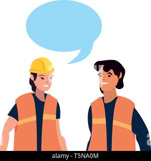 man and woman builder talk labour day vector illustration Stock Vector ...