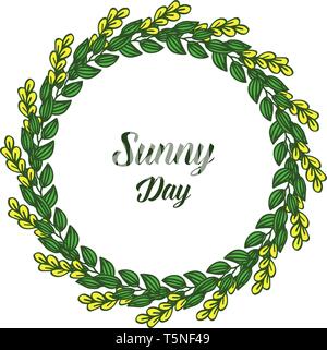 Vector illustration writing sunny day with decoration flower frame hand ...